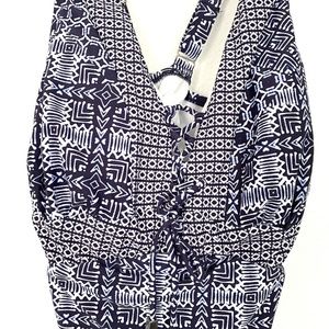 Kona Sol | Swim | Kona Sol Blue Print Laceup One Piece Swimsuit | Poshmark